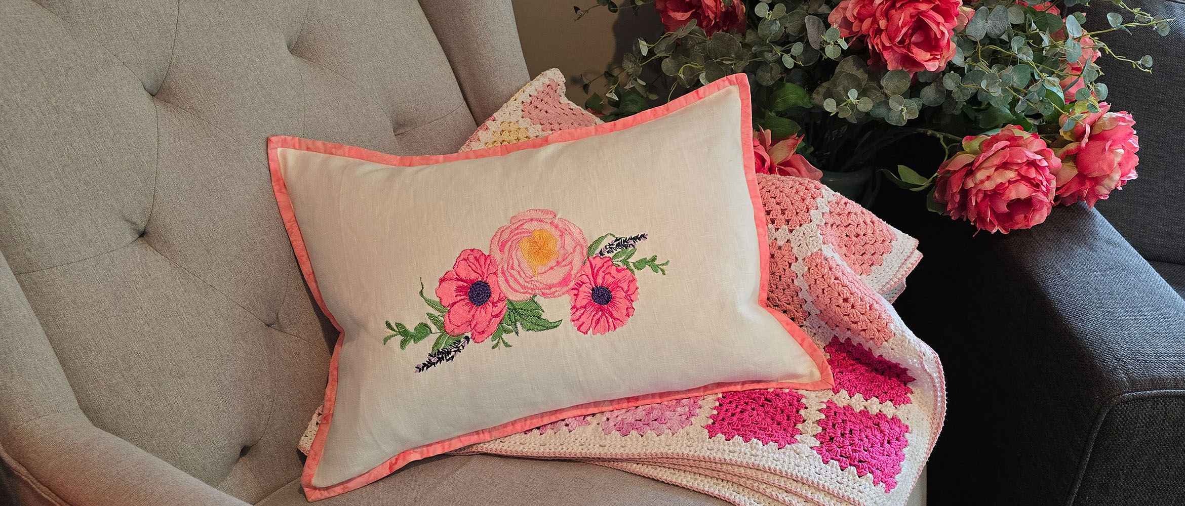 Embroidered peonies | Brother | Blog